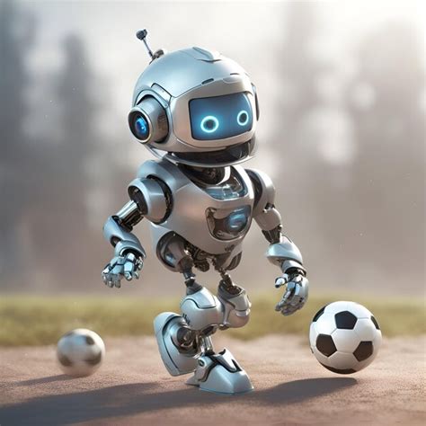 Premium Photo 3d Render Of A Robot Playing Soccer With A Ball In The