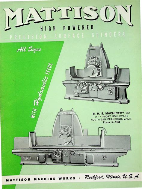 Mattison High Powered Precision Surface Grinder Machine Specifications Pdf