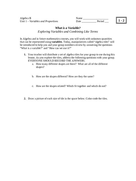 Introduction To Algebraalgebra All Contentmath Doc Template Pdffiller