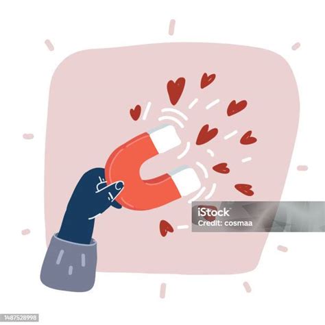 자석을 들고 자화하는 인간의 손의 벡터 그림은 기호를 좋아한다 소셜 미디어 영향력 인기의 개념 개념에 대한 스톡 벡터 아트 및