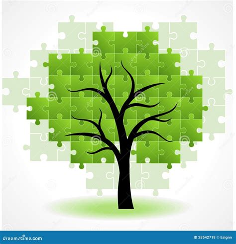 Abstract Green Puzzle Tree Shape Stock Vector Illustration Of Clean Inspiration