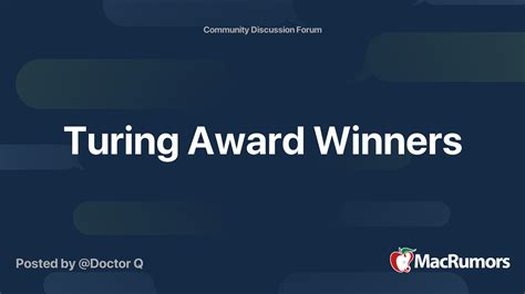 Turing Award Winners Macrumors Forums