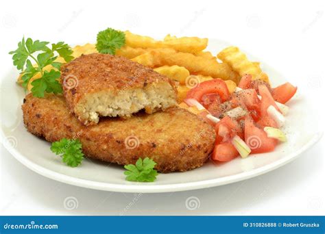 Patatas Fritas Con Costilla De Pescado Foto De Archivo Imagen De Cena Aislado 310826888