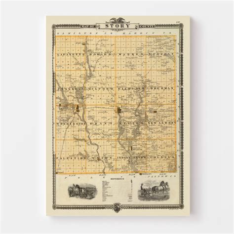 Vintage Map Of Story County Iowa 1875 By Ted S Vintage Art
