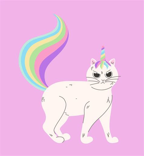 Premium Vector Cute Caticorn Standing Vector Concept