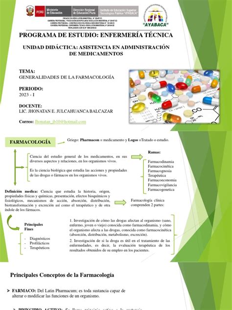 Clase 1 Generalidades De La Farmacología Pdf Medicamentos Con