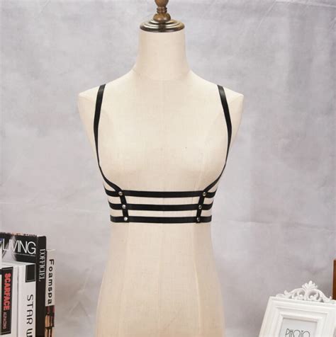 Body Harness Bandage Girl Elastic Bra Straps Cross Bra Crop Top Hollow