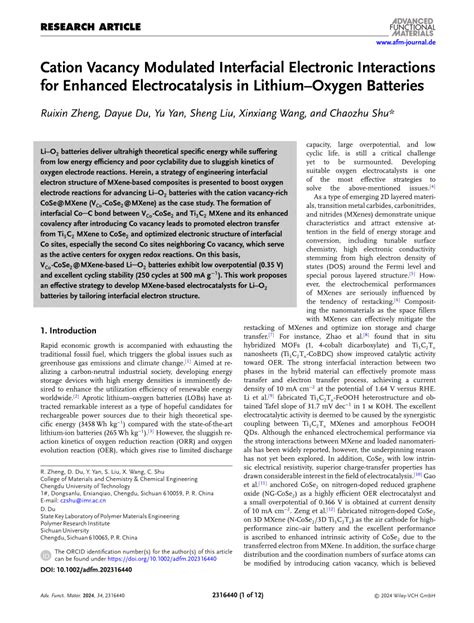 Cation Vacancy Modulated Interfacial Electronic Interactions For Enhanced Electrocatalysis In