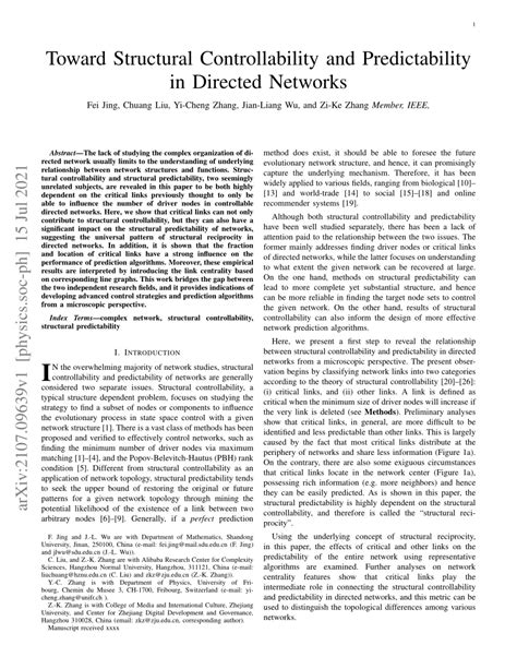 Pdf Toward Structural Controllability And Predictability In Directed
