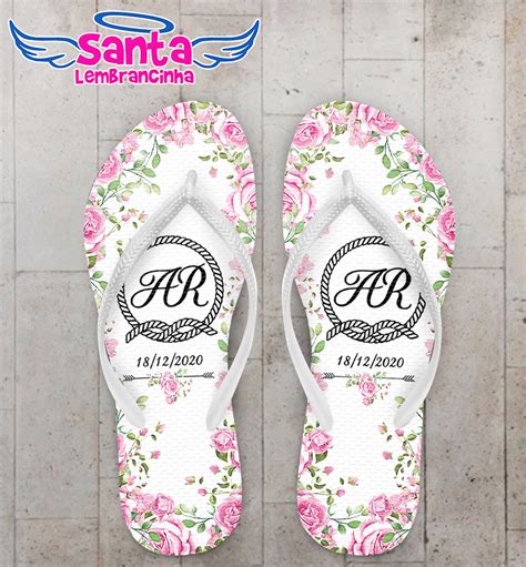 Chinelo Casamento Delicado Floral Personalizado COD 7988 Santa