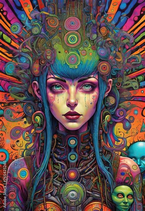 A Punk Woman Psychedelic Visionary Art Goddess Android Psychedelic