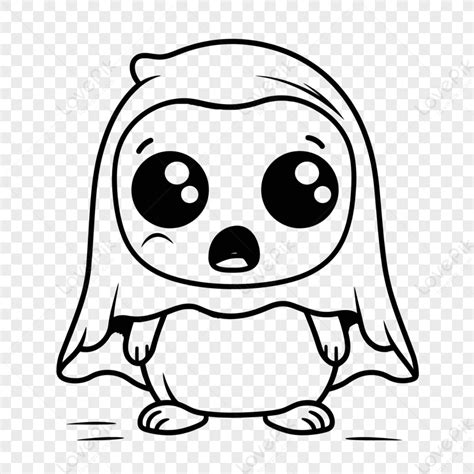 귀여운 작은 만화 아기 유령 개요 스케치 드로잉 벡터소매다리 Png 일러스트 무료 다운로드 Lovepik