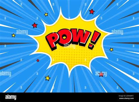 Pow comic speech bubble halftone shadow text expression retro comic style flat design Stock ...