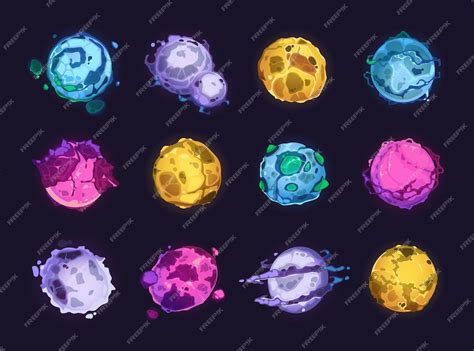 Игровая планета актив мультяшная красочная коллекция различных милых