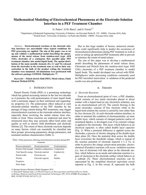 (PDF) Mathematical Modeling of Electrochemical Phenomena at the Electrode-Solution Interface in ...
