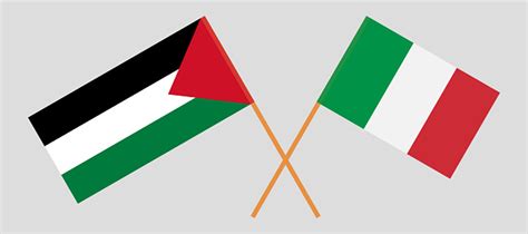 팔레스타인과 이탈리아의 교차 플래그 Palestine Liberation Organization에 대한 스톡 벡터 아트 및 기타