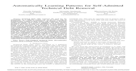 Pdf Automatically Learning Patterns For Self Admitted Aserebre