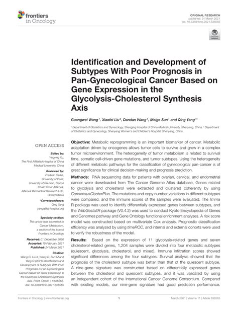 Pdf Identification And Development Of Subtypes With Poor Prognosis In