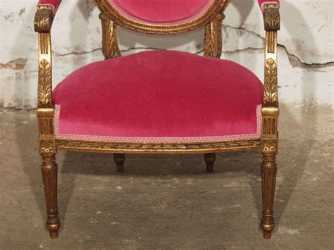 Decadent Louis Xvi Giltwood Armchair In Fuschia Velvet At 1stdibs