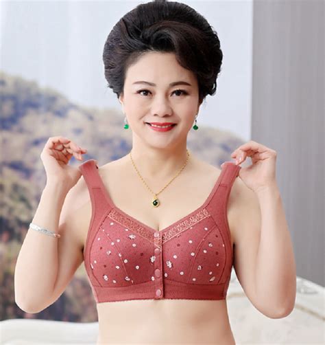 Finetoo Cotton Underwear For Middle Aged And Elderly Women Without Underwired Vest Style Bra