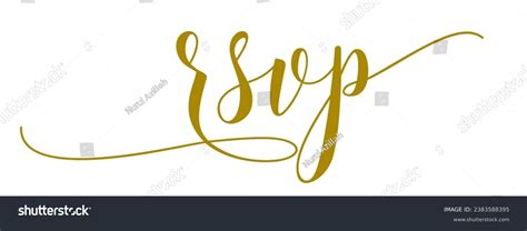 Rsvp Gold Cursive Script Font Lettering Stock Vector Royalty Free