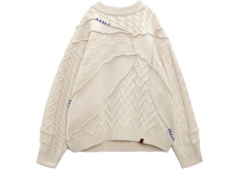 Ader Error X Zara Oversized Patchwork Knit Sweater Ecru Fw22 Us