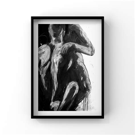 Naked Couple Nude Decal Nude Print Black And White Wall Art Naked