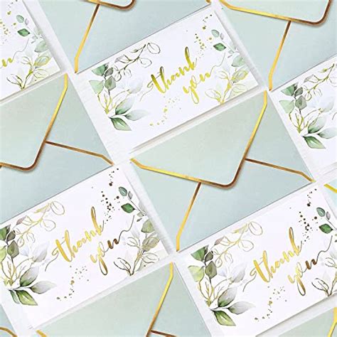 Winoo Design Heavy Duty Green Thank You Cards With Envelopes Greenery