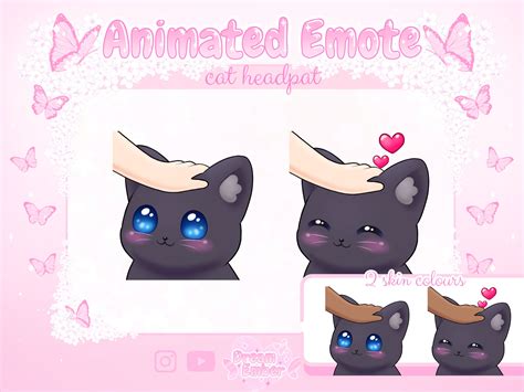 Cute Black Cat Animated Emote Twitch Cat Headpat Discord Stickers