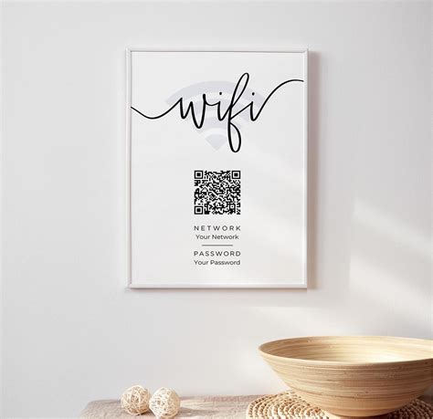 Wifi QR Code Sign Printable Wifi Sign Wifi Password Sign Editable Instant Download Airbnb