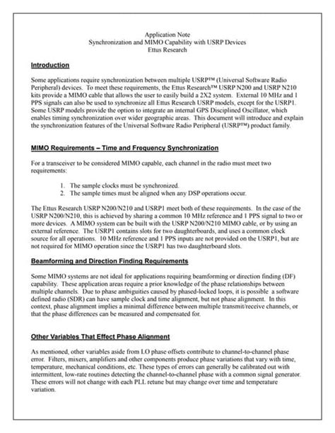 Mimo And Sync With Usrp Pdf
