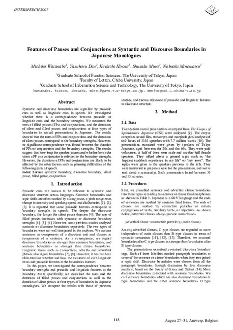 pdf features of pauses and conjunctions at syntactic and discourse