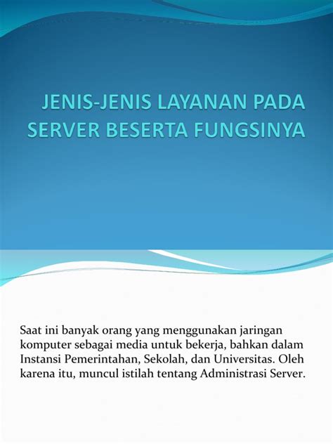 Jenis Jenis Layanan Pada Server Beserta Fungsinya Pdf