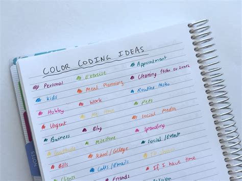 50 Category Ideas For Color Coding Your Planner All About Planners