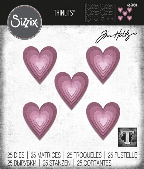 Sizzix Thinlits Die Set By Tim Holtz Stacked Tiles Hearts 630454279303