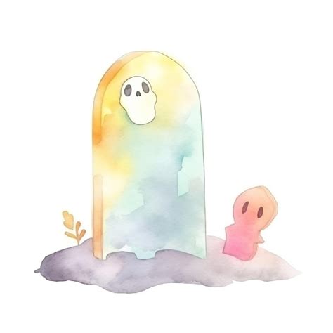 Premium Photo A Watercolor Illustration Of A Ghost Next To A Dead Ghost
