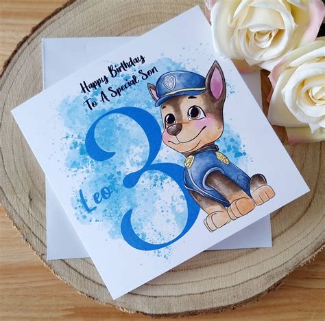 Personalised Paw Patrol Chase Birthday Card 6 X 6 Sister Etsy