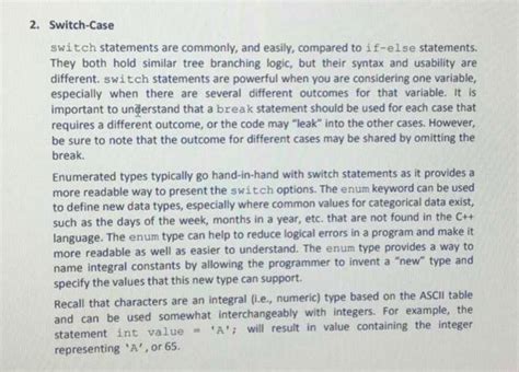 Solved 2 Switch Case Switch Statements Are Commonly And