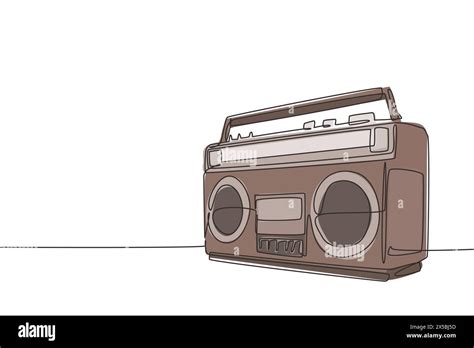 One Continuous Line Drawing Of Retro Old Fashioned Analog Radio Tape