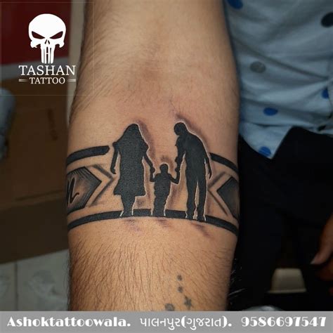 Hand Band Tattoo With Mom Dad Logo Tashantattooashoktattoowalagujaratbanas Kantha
