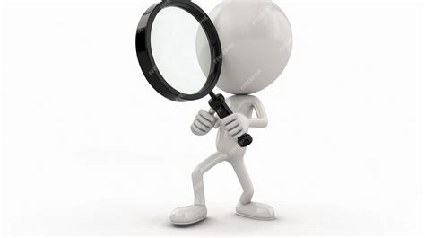 Premium Photo Cartoon Person Holding Magnifying Glass White Background