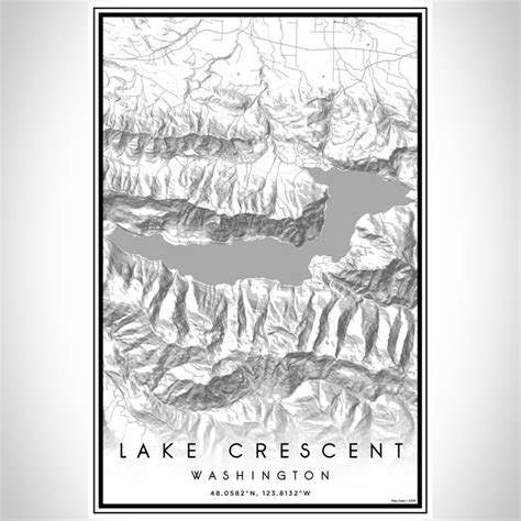 Lake Crescent Washington Map Print In Classic — Jace Maps
