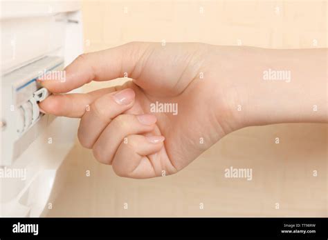 Woman Turning Off Fuse Box Close Up Stock Photo Alamy