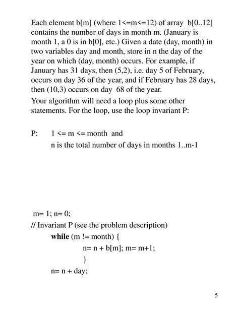 cs100a sections dec loop invariant review c review and example ppt
