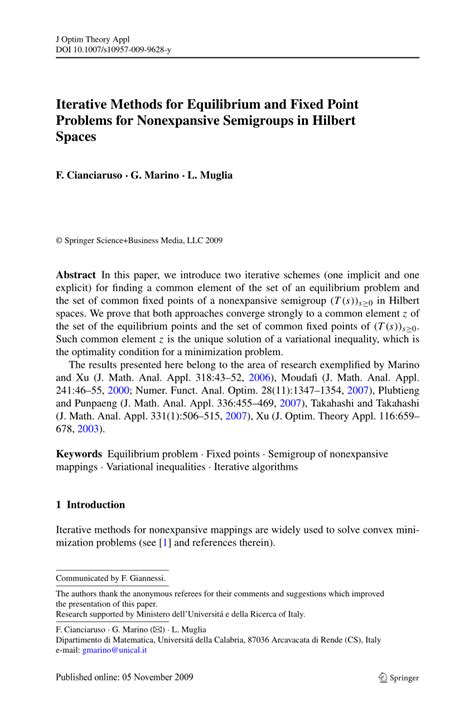 Pdf Iterative Methods For Equilibrium And Fixed Point Problems For