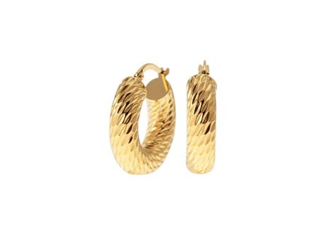 Boccole Tonde Rigate 1 85cm Incavate Al Centro Oro Giallo 18kt