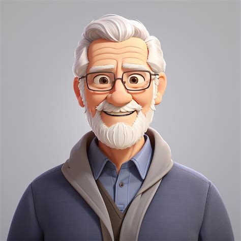 Premium Photo Senior Man Avatar Smiling Elderly Man With Beard With