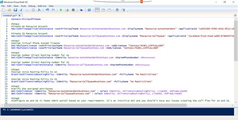 via powershell configure teams auto attendant and call queue using