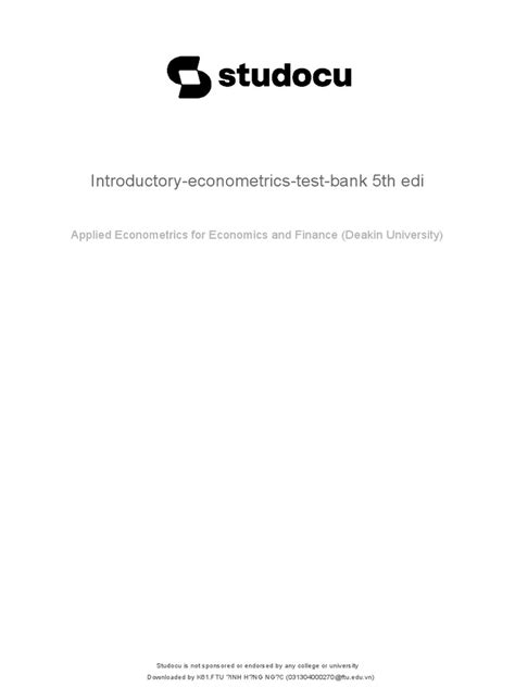 Introductory Econometrics Test Bank 5th Edi Pdf Ordinary Least