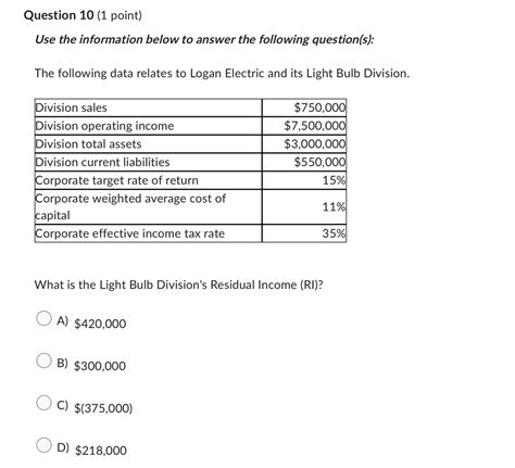 solved question 10 1 ﻿point use the information below to
